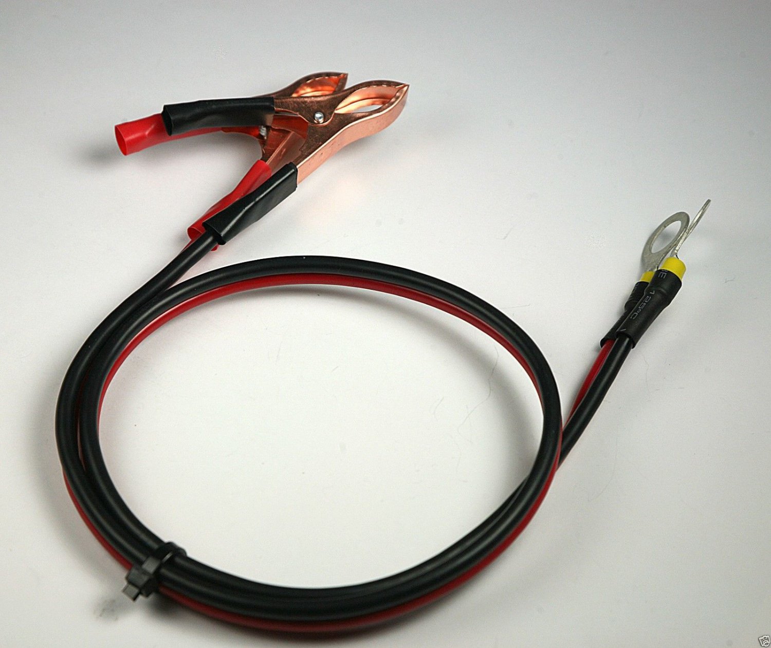 10 gauge -2 Foot adapter cable, Alligator Clips to Insulated Battery Rings