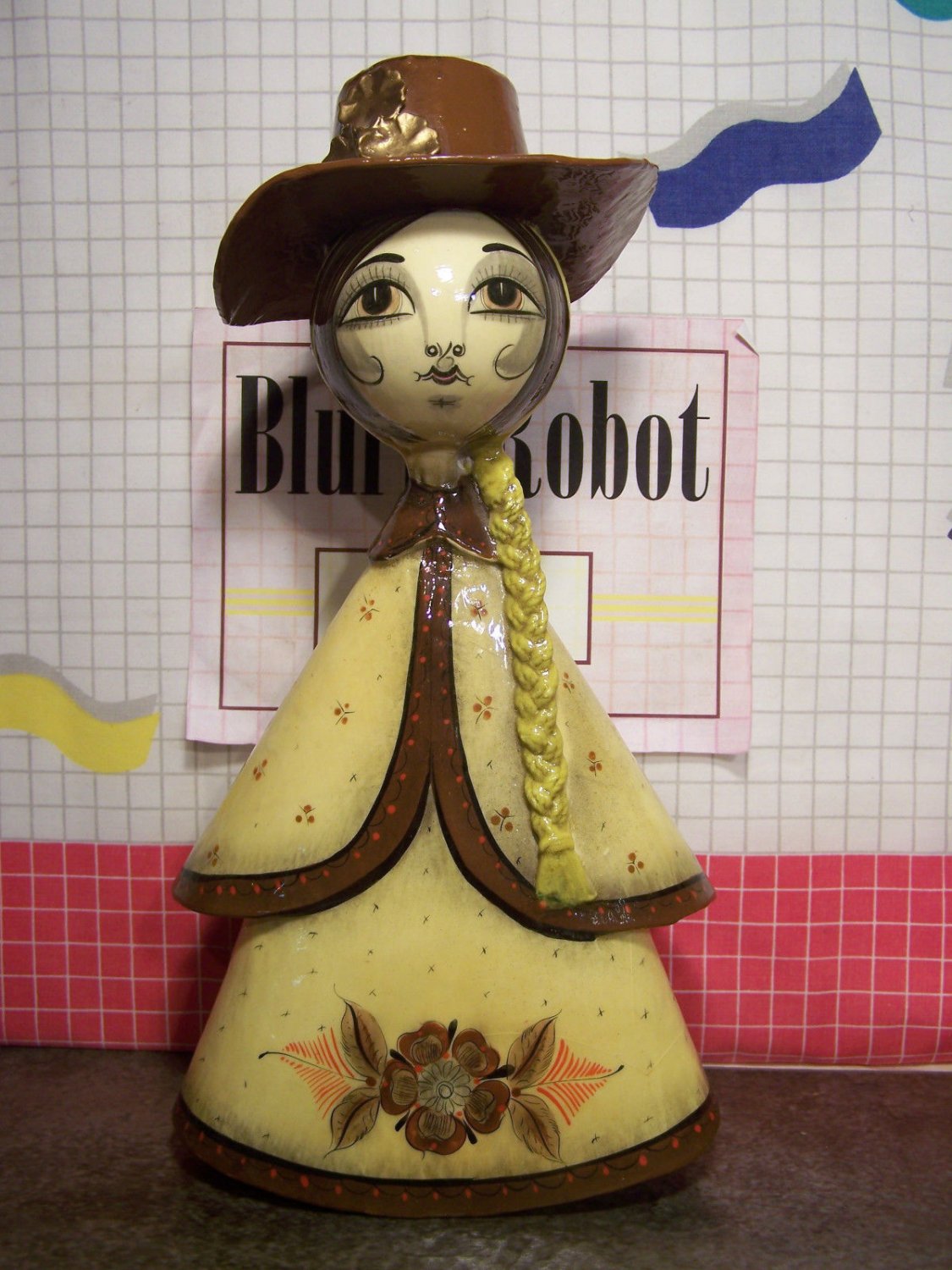 SerMel signed Paper-Mache Triangle Skirt Doll with Hat - Tonala, JAL ...