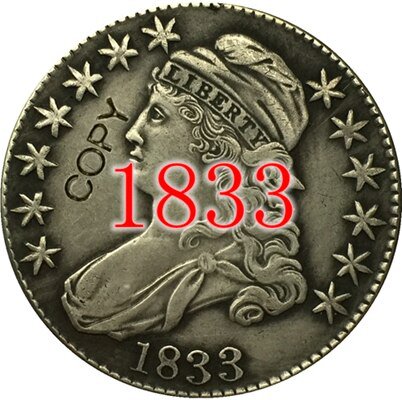 USA 1833 COINS CAPPED BUST,LETTERED EDGE HALF DOLLAR COPY COINS