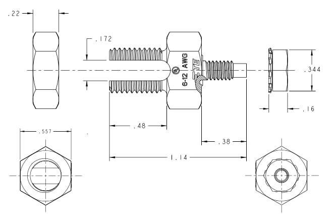 TE Connectivity Tyco Solarlok Grounding Assembly for 6-12 AWG Solid ...