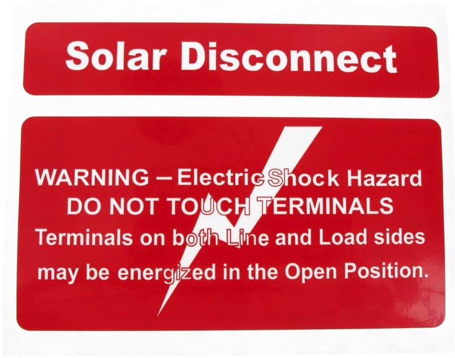 TE Connectivity Raychem Solar Disconnect Identification Label SOL-SD ...