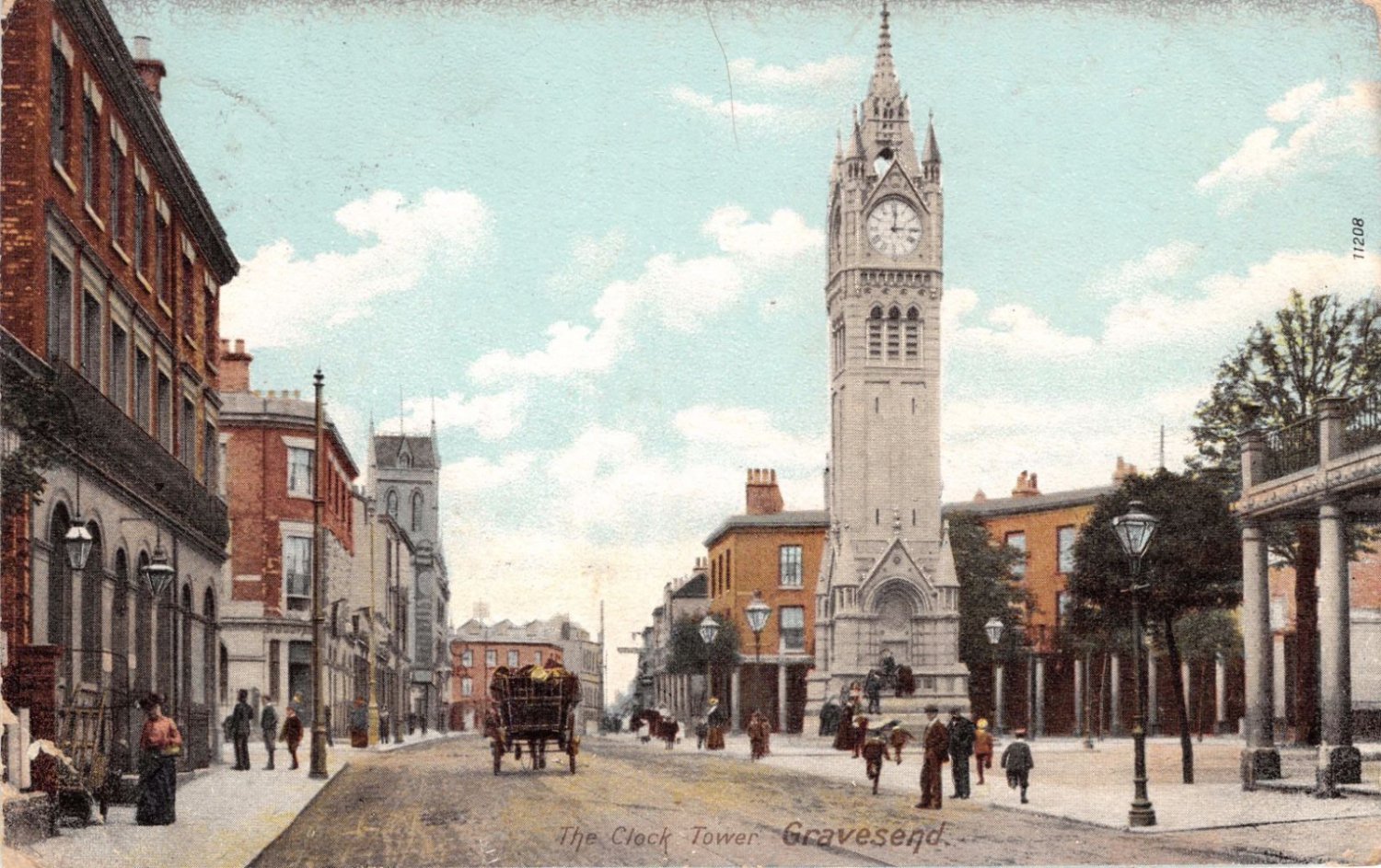 GRAVESEND KENT UK STREET VIEW~THE CLOCK TOWER~WRENCH SERIES POSTCARD ...