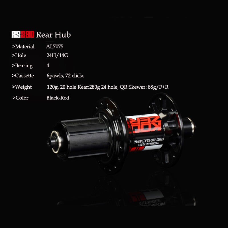 KOOZER RS390 Hub Set 6 Pawls 72 Clicks 2+4 Bearing 20H/24H Hub Set ...