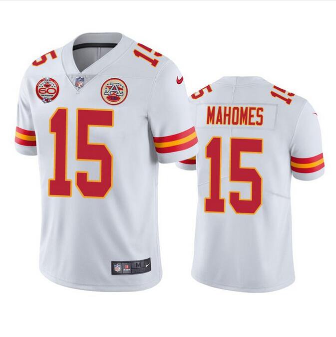 Men's Patrick Mahomes #15 Chiefs 60 Season Patch Limited Player Jersey ...