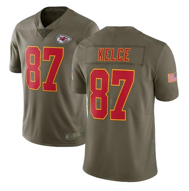 Men's Travis Kelce #87 Chiefs Limited Player Jersey Olive