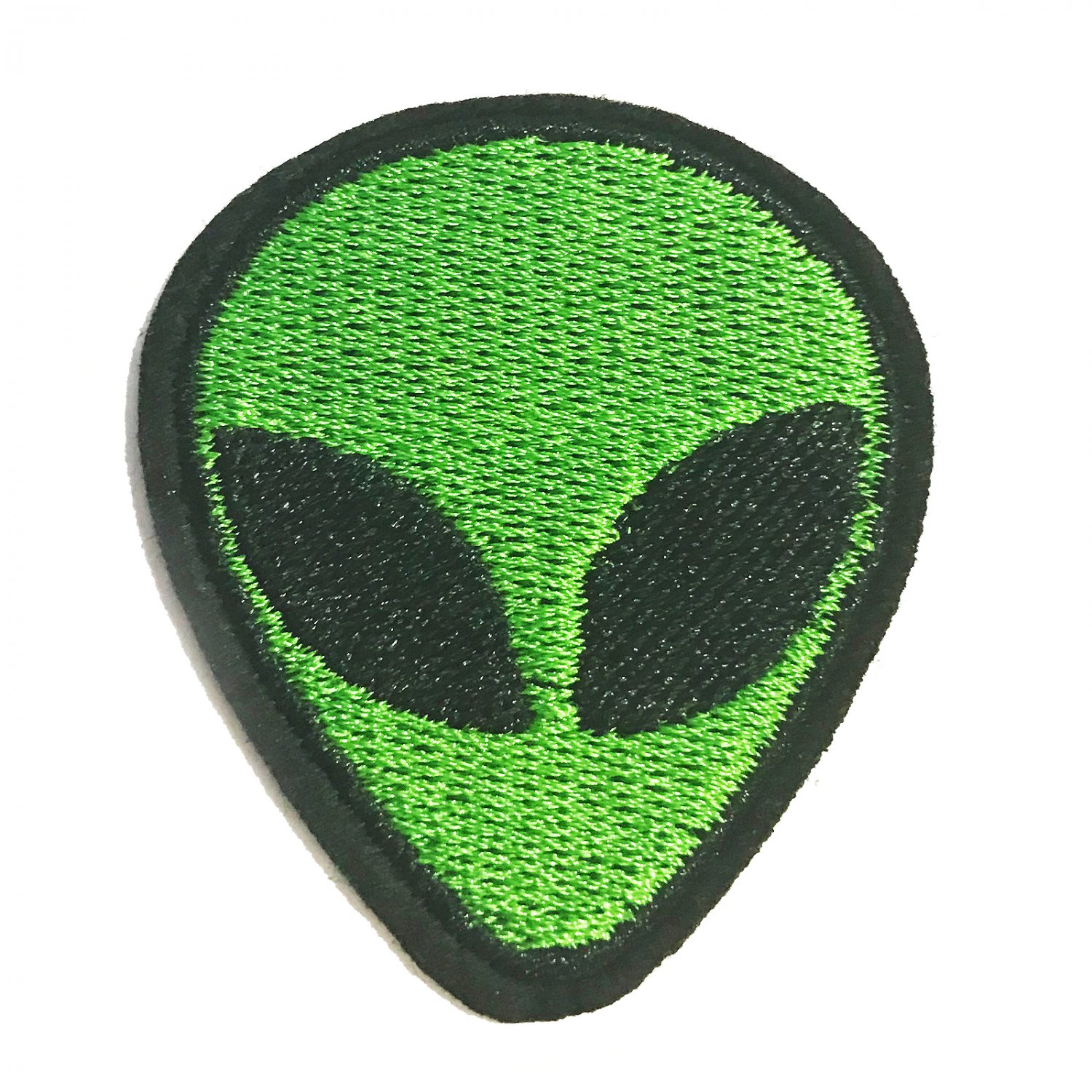 Grey Alien Face Iron On Patch Sewn Sew Embroidered Green Head ...