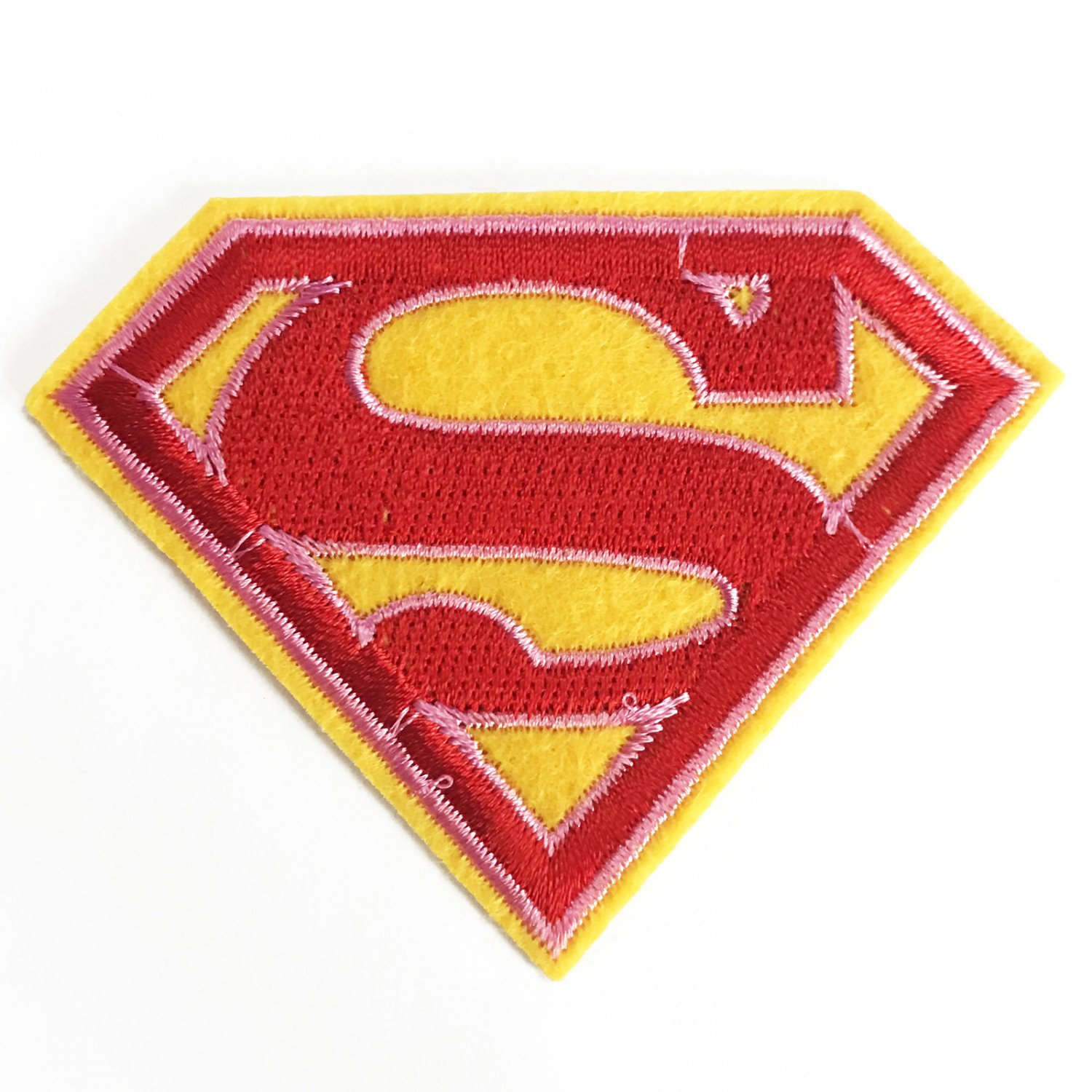 Iron On Patch Superman Supergirl Super Hero Girl Pink Embroidered For Clothing