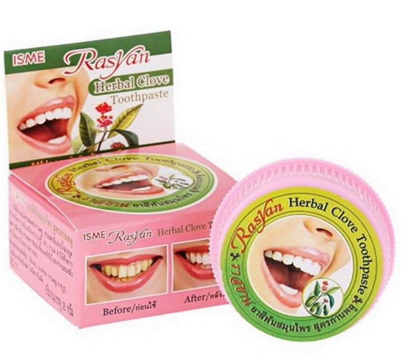 Thai Herbal Toothpaste ISME Rasyan 25g Clove Menthol Camphor Fluoride Free