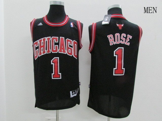 Men's Chicago Bulls #1 Derrick Rose Basketball Jersey Black