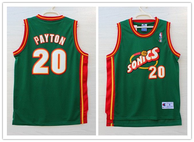 Men's Seattle Supersonics #20 Gary Payton Green Jersey Throwback
