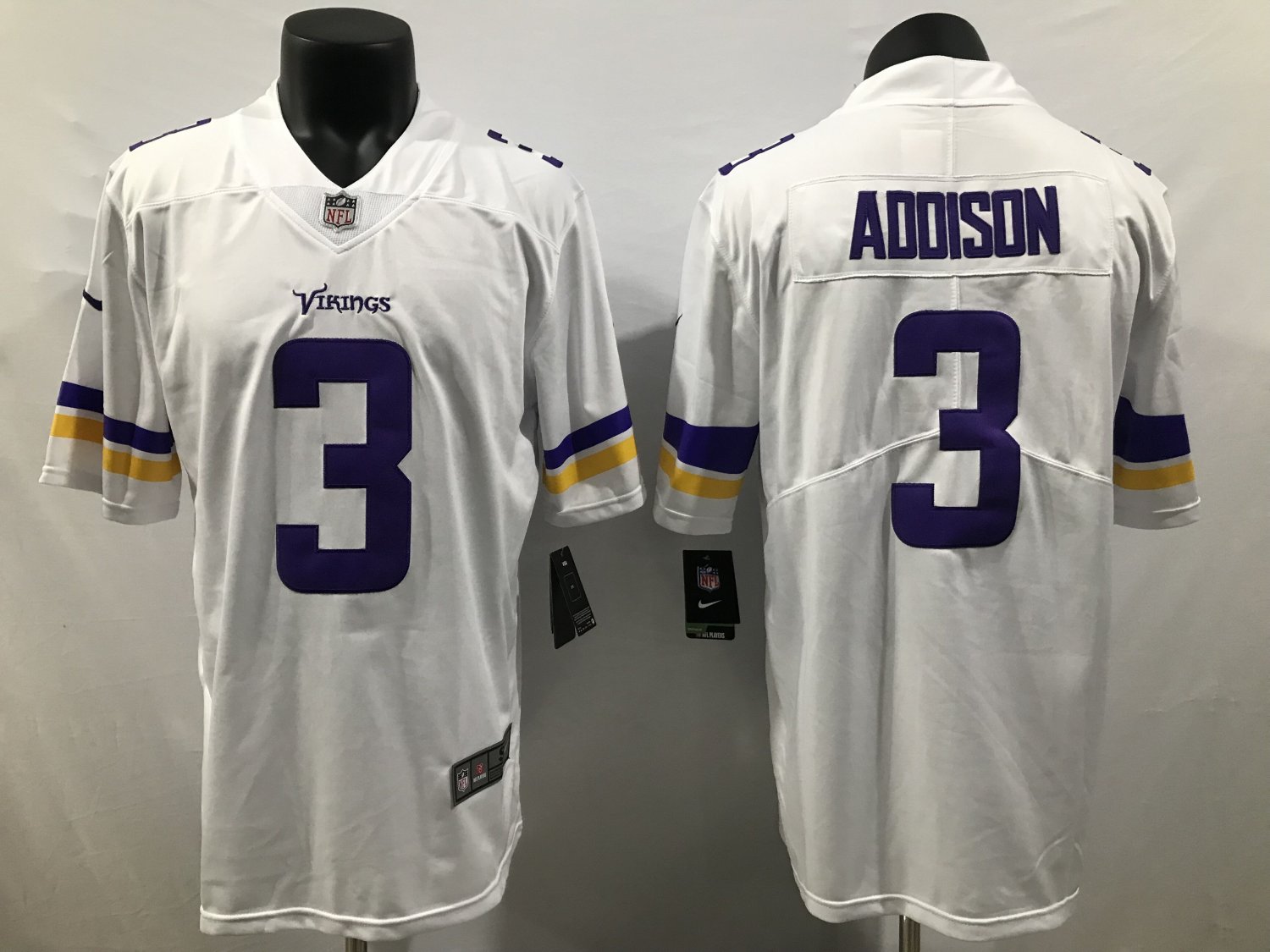 Men's Vikings #3 Jordan Addison Limited Football Jersey White