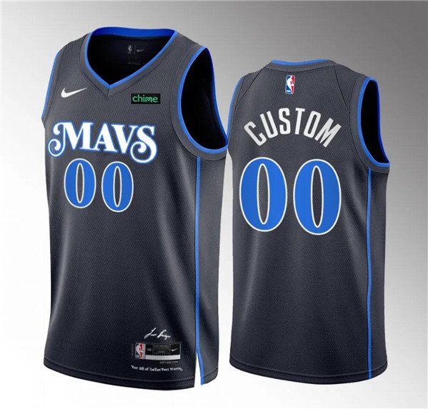 Mens Youth Dallas Mavericks #00 Custom City Jersey Black 2024