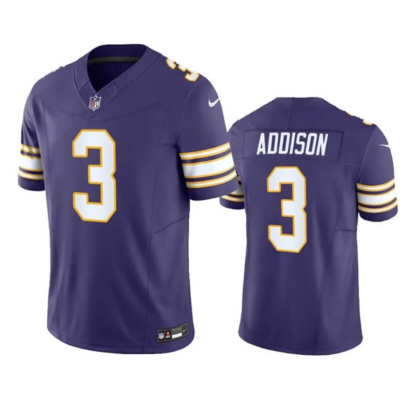 Men's Vikings #3 Jordan Addison Retro CLassic F.U.S.E. Football Jersey ...