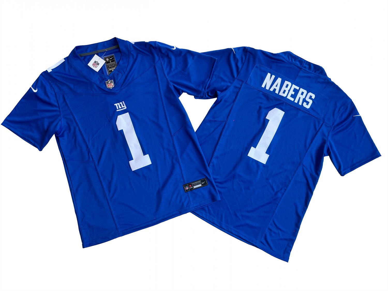All Size New York Giants #1 Malik Nabers Blue 2024 Draft F.U.S.E. Jersey