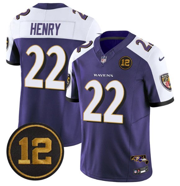 Baltimore Ravens #22 Derrick Henry Purple 2025 F.U.S.E 12 Patch Jersey
