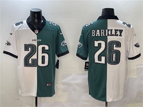 Men's Philadelphia Eagles #26 Saquon Barkley White & Green Split Vapor ...