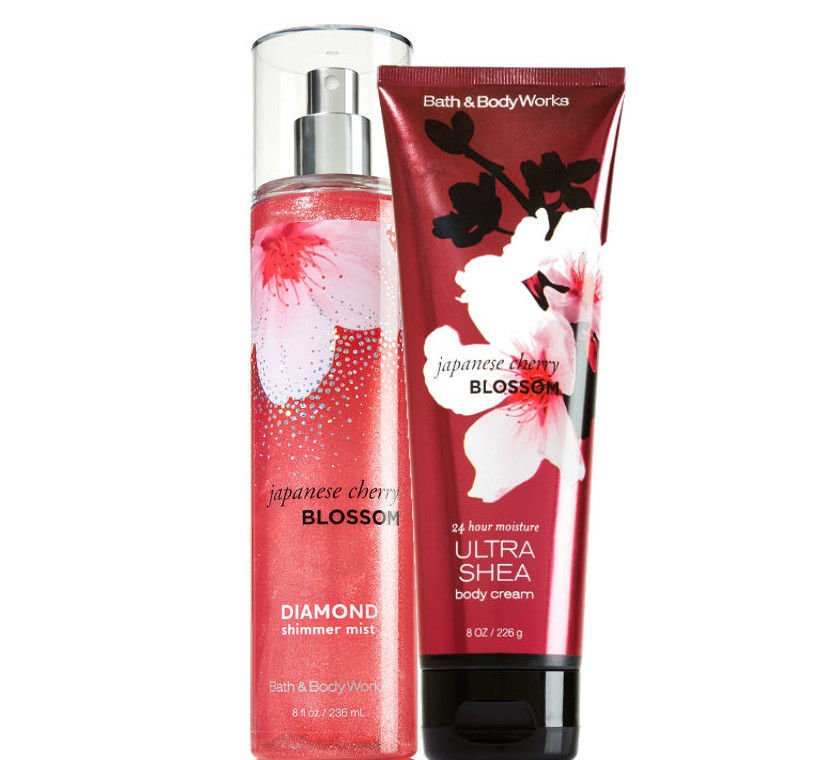 Bath & Body Works Japanese Cherry Blossom Body Cream + Diamond Shimmer Mist Duo