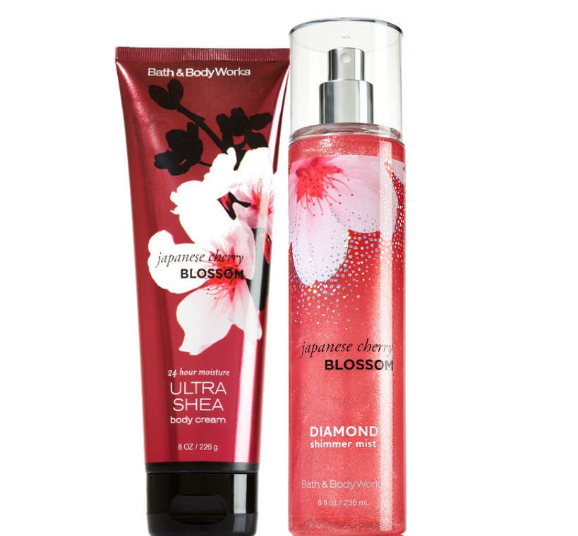 Bath & Body Works Japanese Cherry Blossom Body Cream + Diamond Shimmer Mist Duo