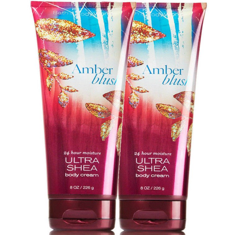 Bath & Body Works Amber Blush - 1 Set of 2 - 8.0 Ounces Body Cream