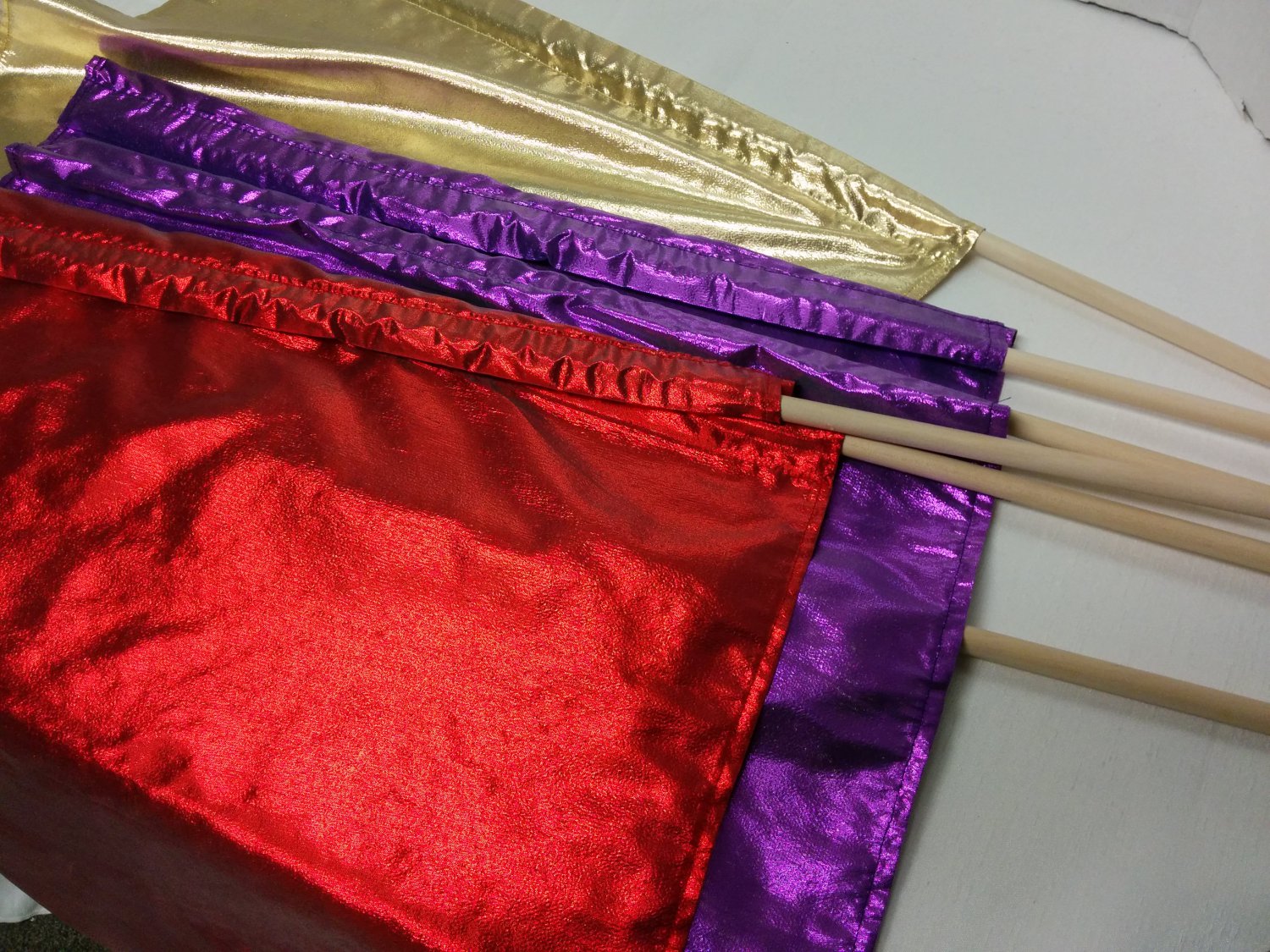 PURPLE SQUARE Flag- Handmade, With Pole, Tissue Lame, PRAISE Dance ...