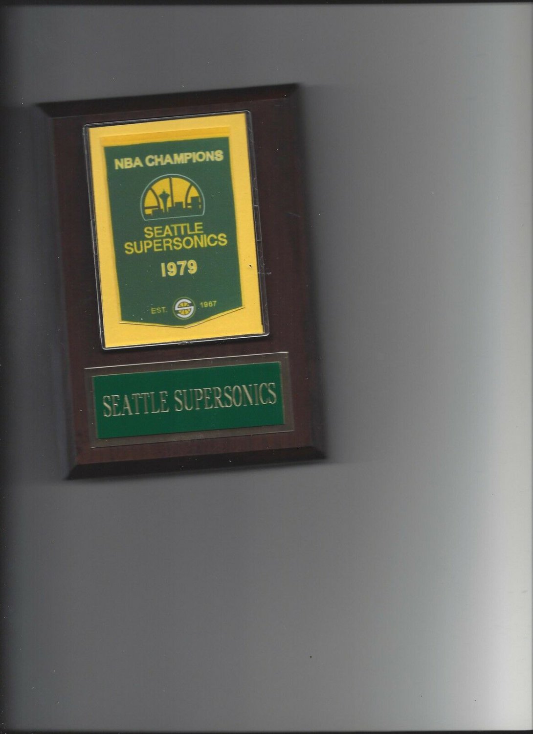 SEATTLE SUPERSONICS CHAMPS BANNER PLAQUE BASKETBALL NBA CHAMPIONS