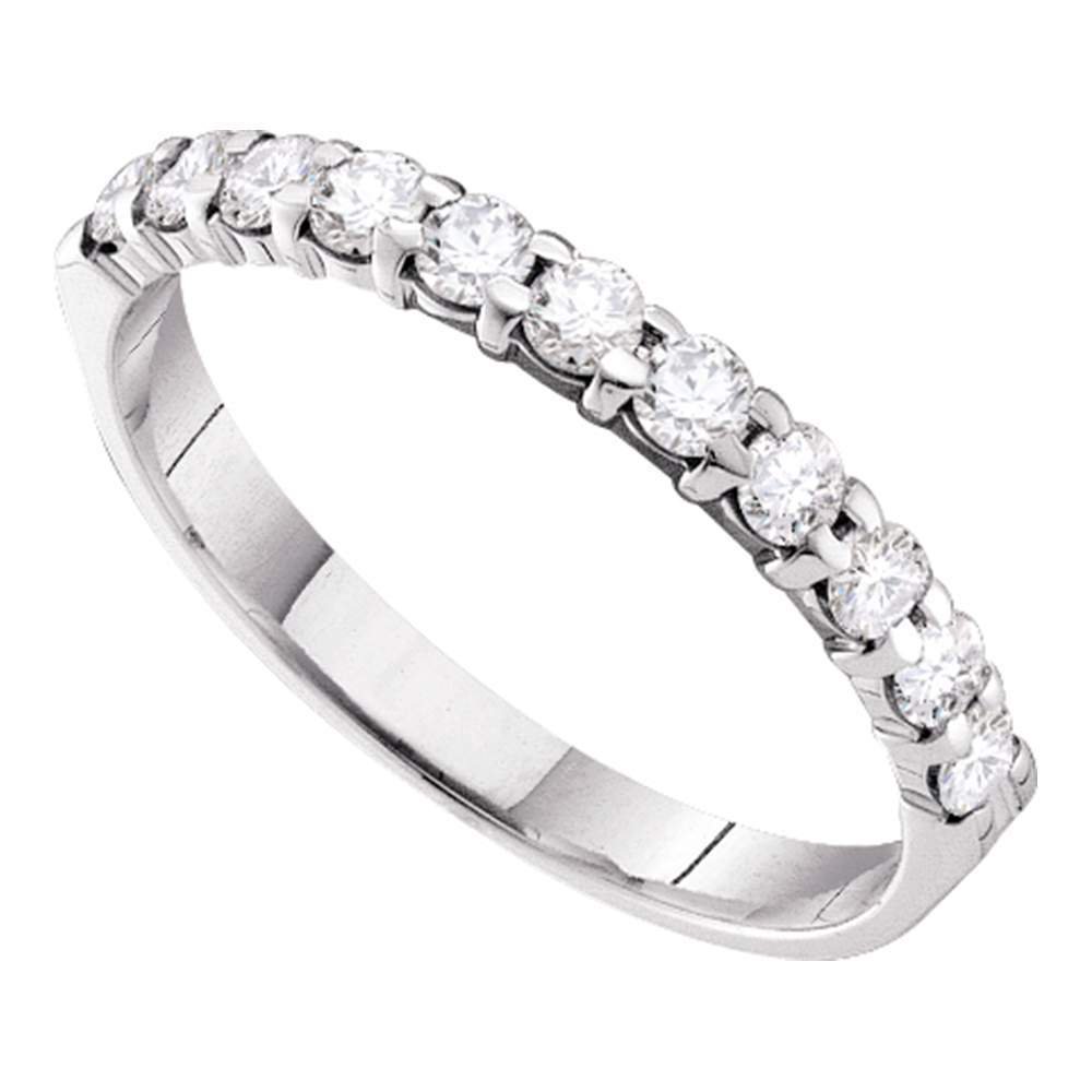 14k White Gold Womens Natural Diamond RING 3.5mm Stackable Wedding BAND ...