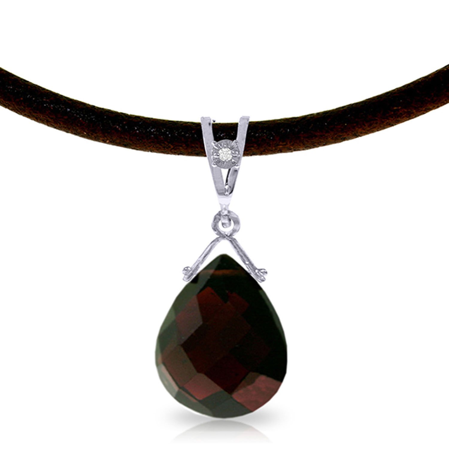 6.51 Carat 14K Solid White Gold Open Window Garnet Diamond Necklace Womens
