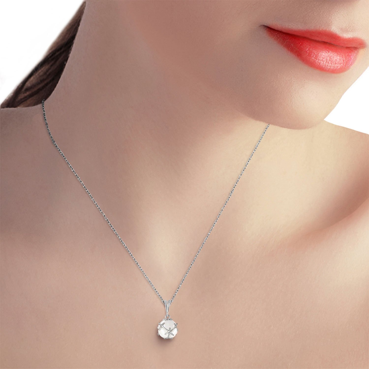 14K Solid White Gold Necklace with Natural Opals