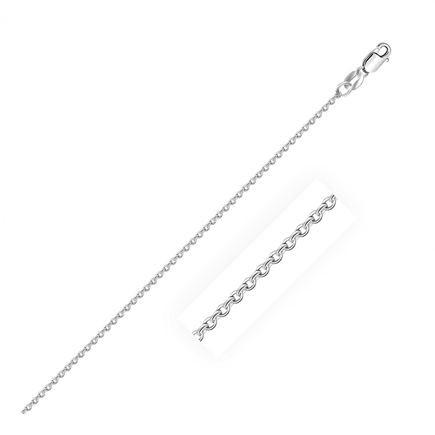 Solid 14k White Gold Cable Link Chain 1.1mm Necklace Womens Mens Unisex ...
