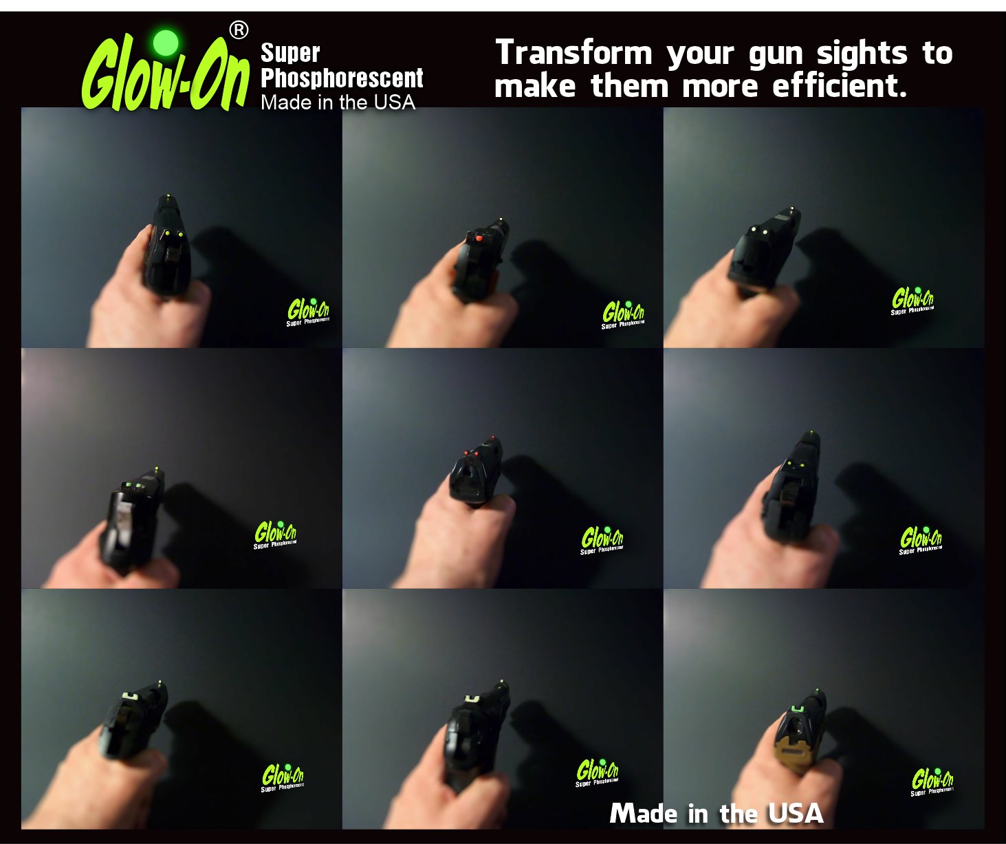 Glow-On® GREEN Super Glow Paint for Gun Night Sights, 2.3ml small vial,