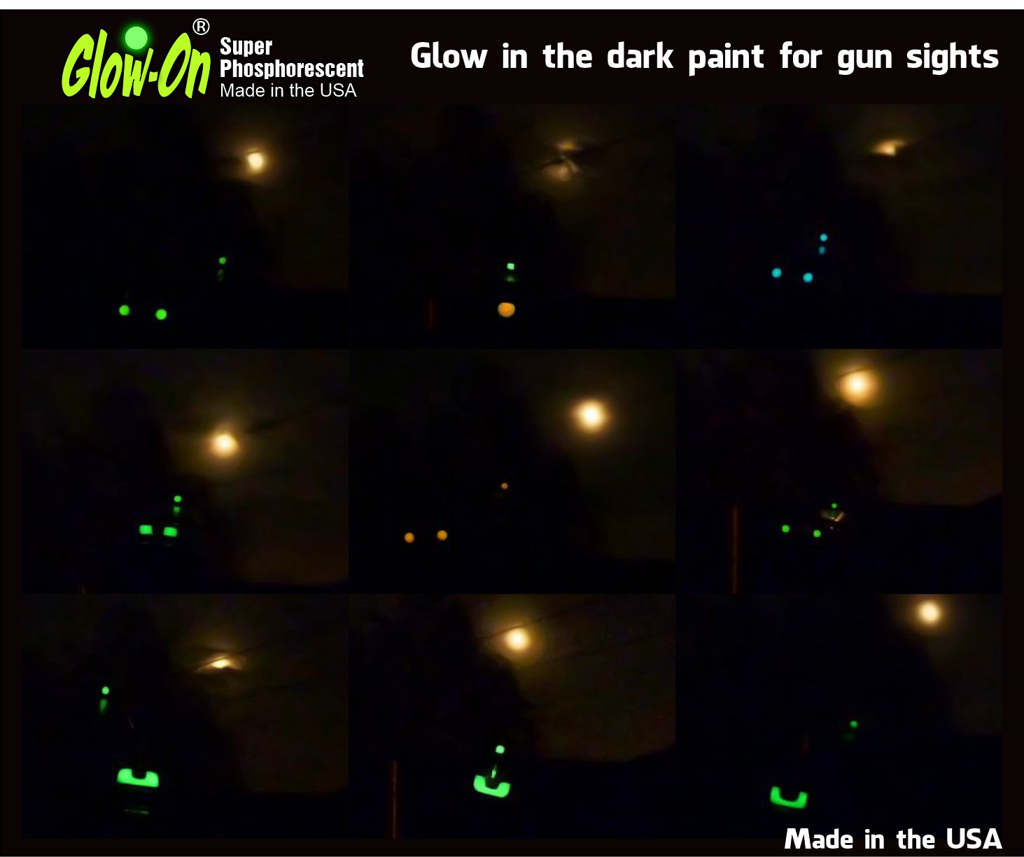 Glow-On® GREEN Super Glow Paint for Gun Night Sights, 2.3ml small vial,
