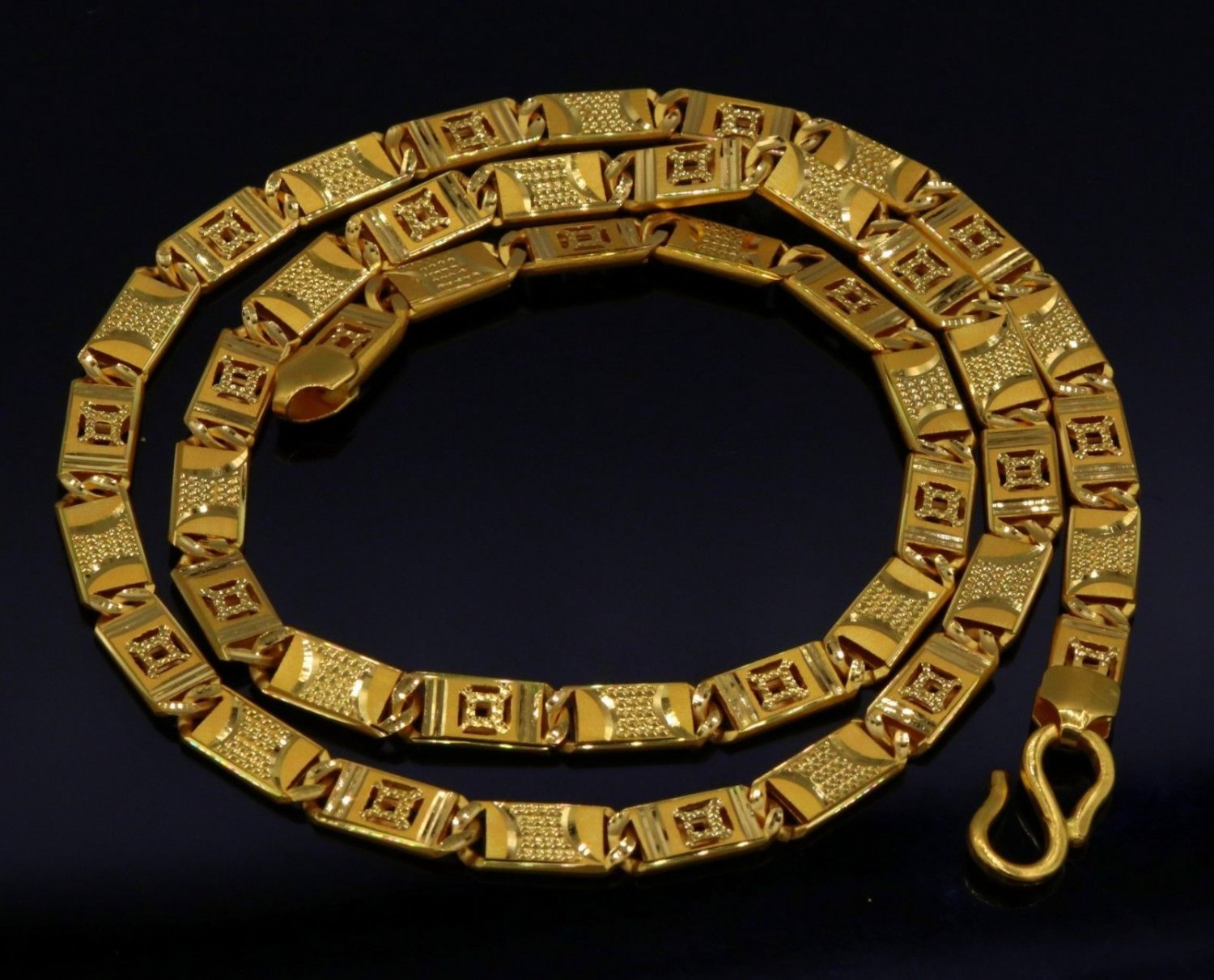 22" 22K YELLOW GOLD SOLID FABULOUS NAWABI CHAIN TRADITIONAL DESIGN HAND ...