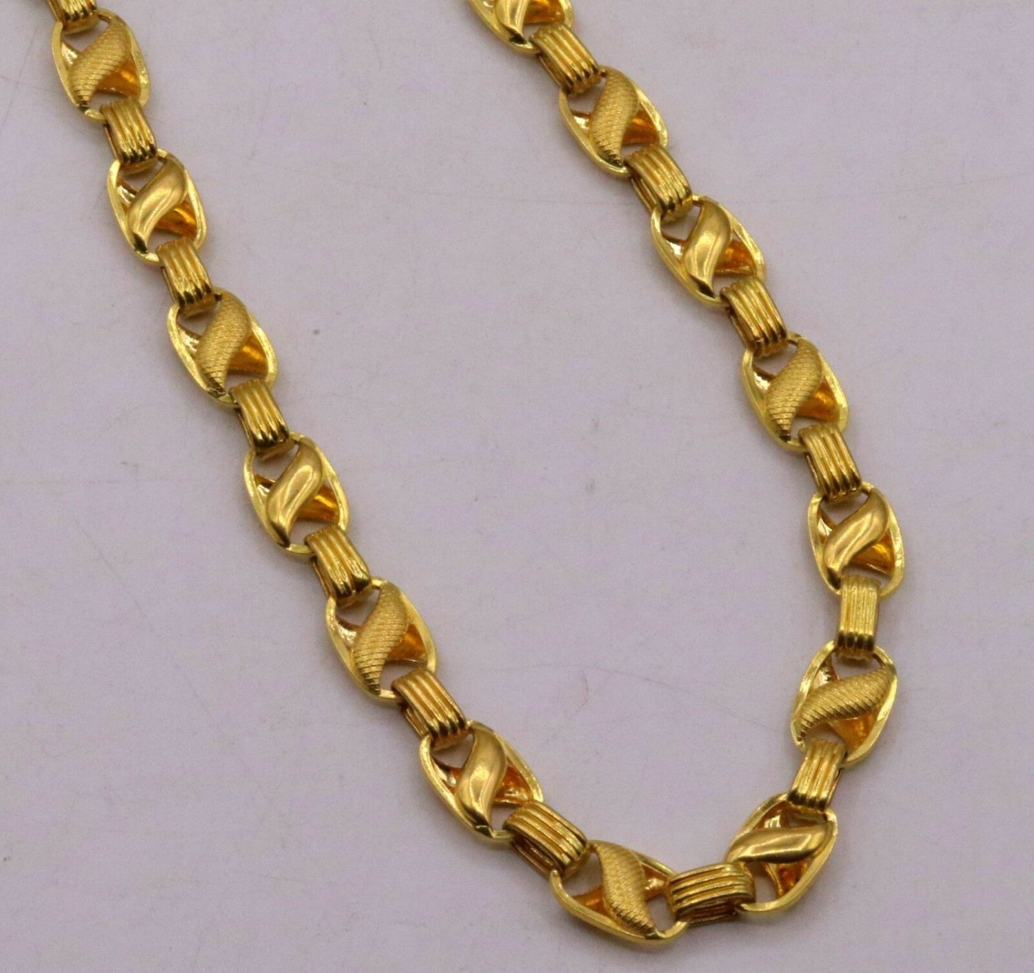 HANDCRAFTED LOTUS CHAIN 22K YELLOW GOLD UNISEX JEWELRY BEST INDIAN ...
