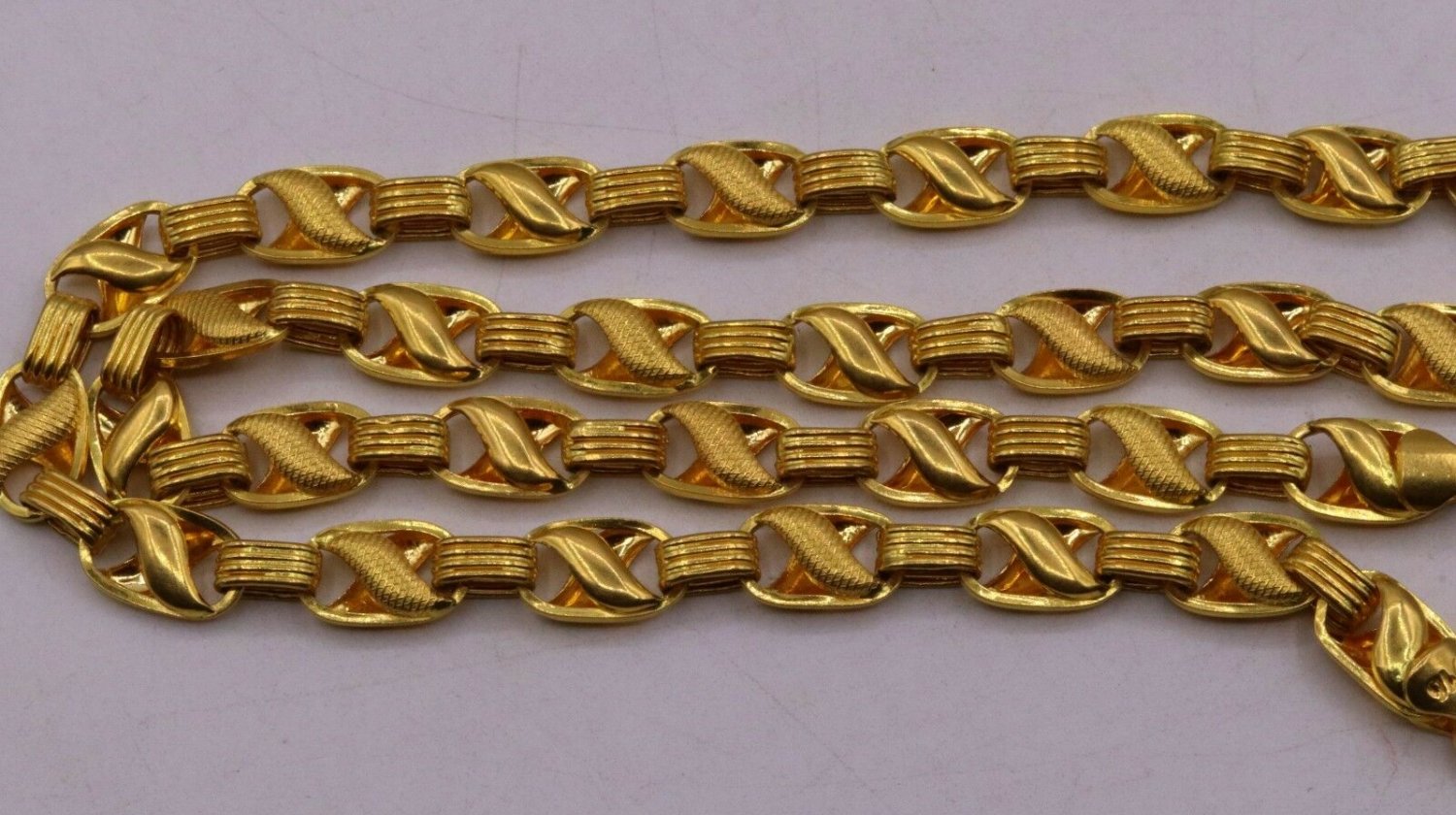 HANDCRAFTED LOTUS CHAIN 22K YELLOW GOLD UNISEX JEWELRY BEST INDIAN ...