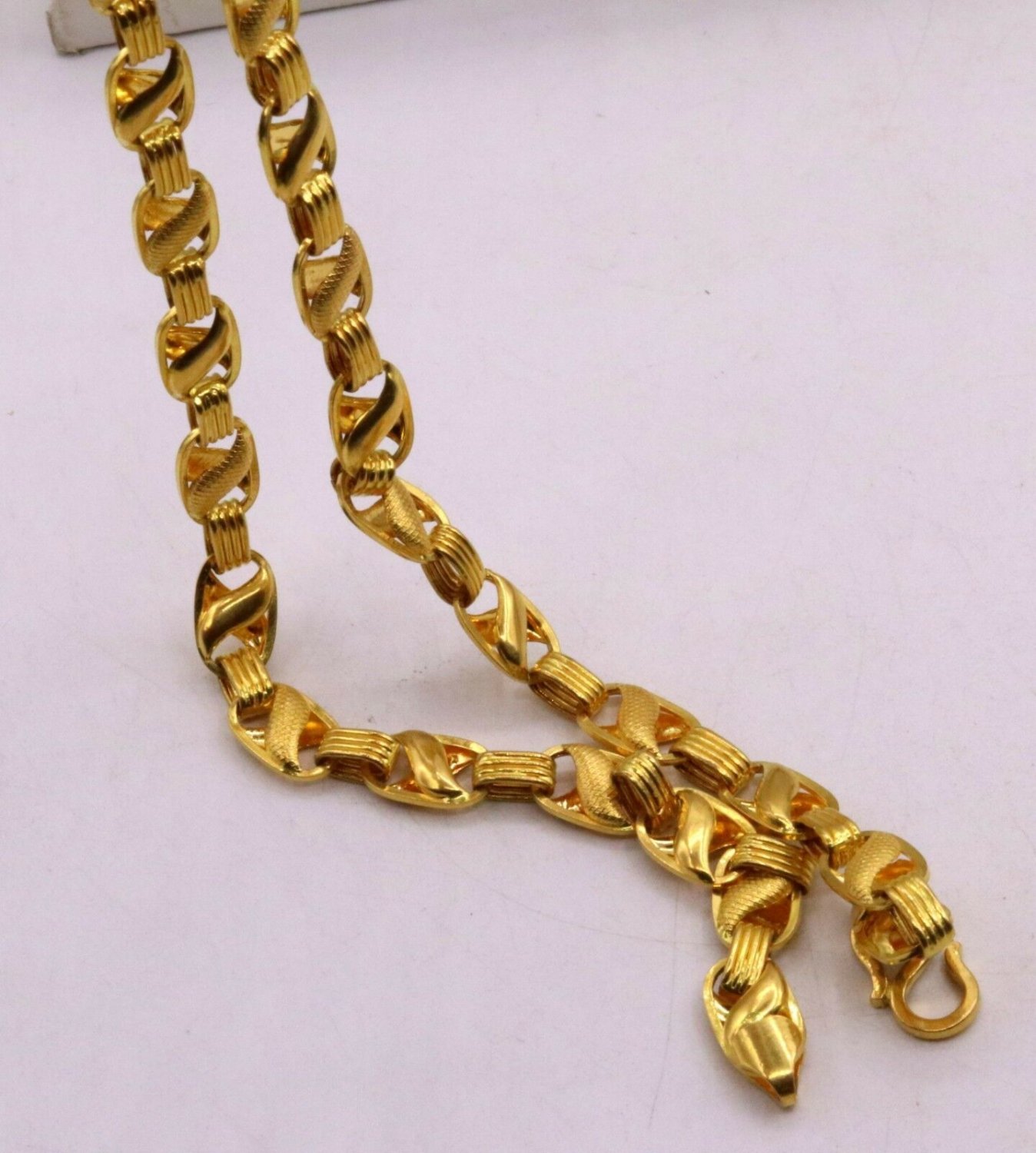 HANDCRAFTED LOTUS CHAIN 22K YELLOW GOLD UNISEX JEWELRY BEST INDIAN ...