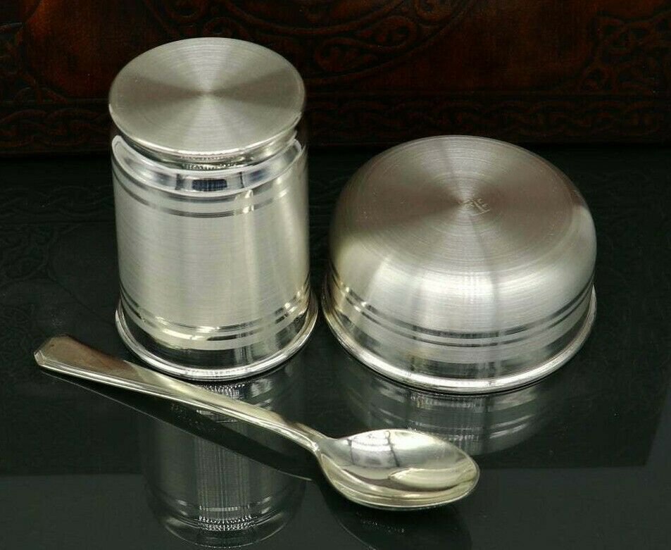 999 pure silver combo bowl and Water/milk tumbler, silver vessel, Baby ...