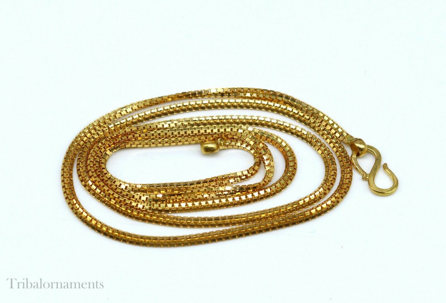 22kt gold stylish solid box highway chain fabulous unisex necklace ch513