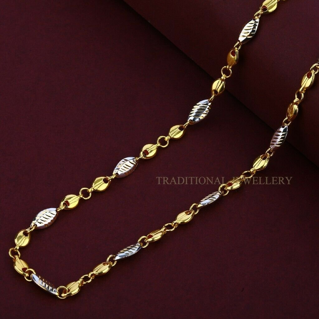 Unisex Italian Turkey chain 916% 22k Gold Chain Necklace Daily wear ...