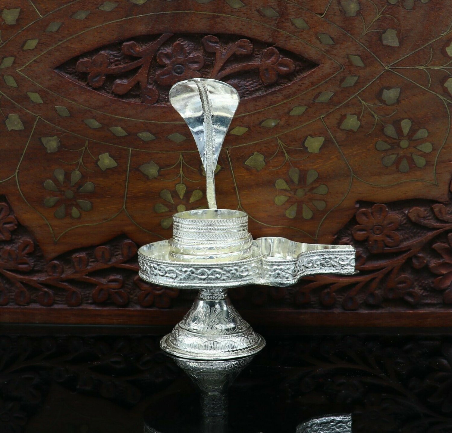 925 solid silver lord shiva lingam stand/jalheri, use to hold shiva ...