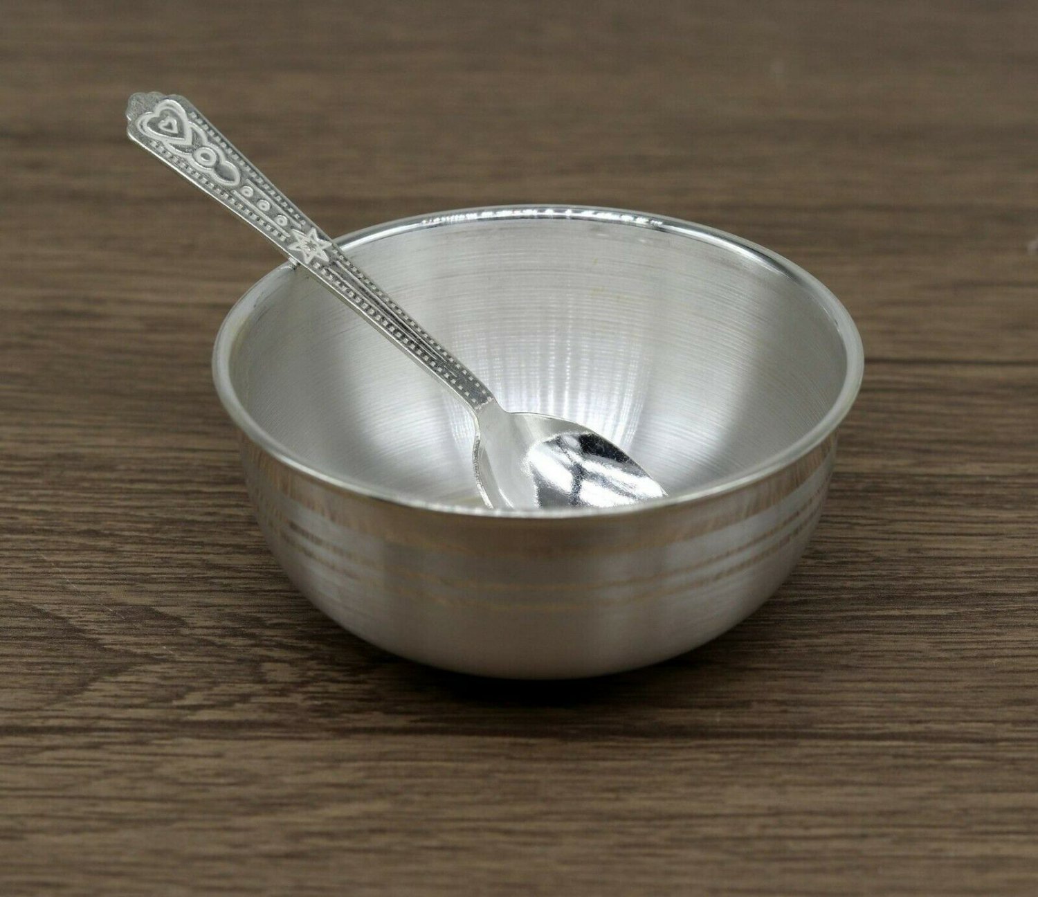 999 solid pure silver handmade utensils bowl and spoon, kids serving ...