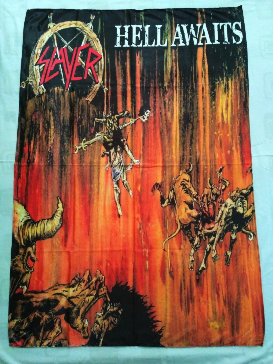 SLAYER - Hell Awaits FLAG Heavy thrash death METAL cloth poster