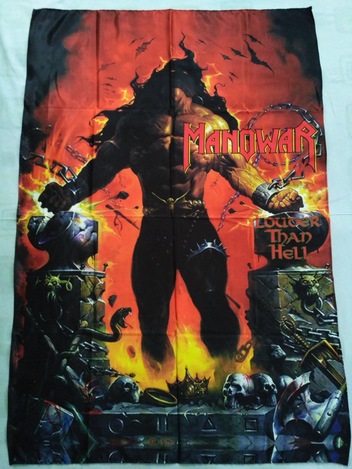 MANOWAR - Louder than hell FLAG Heavy Metal cloth poster Warriors of ...