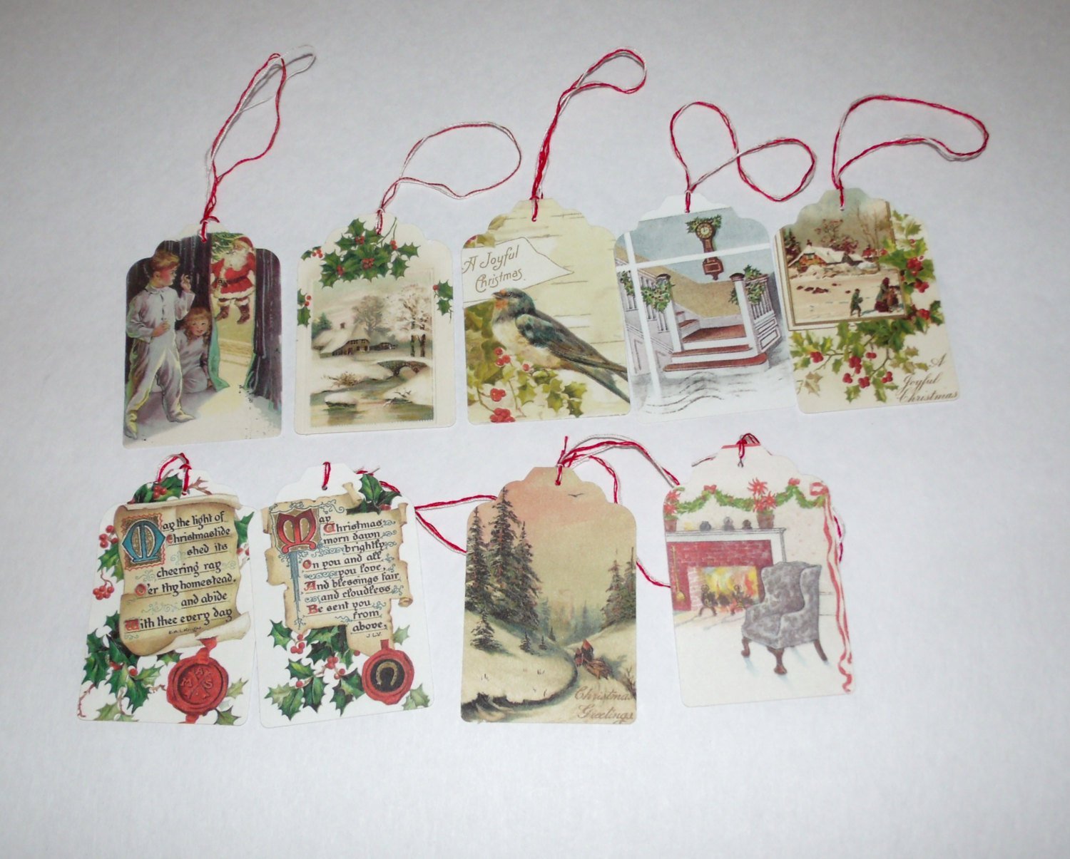 Set of 24 Handmade Christmas Gift Tags Vintage Christmas Scenes ...