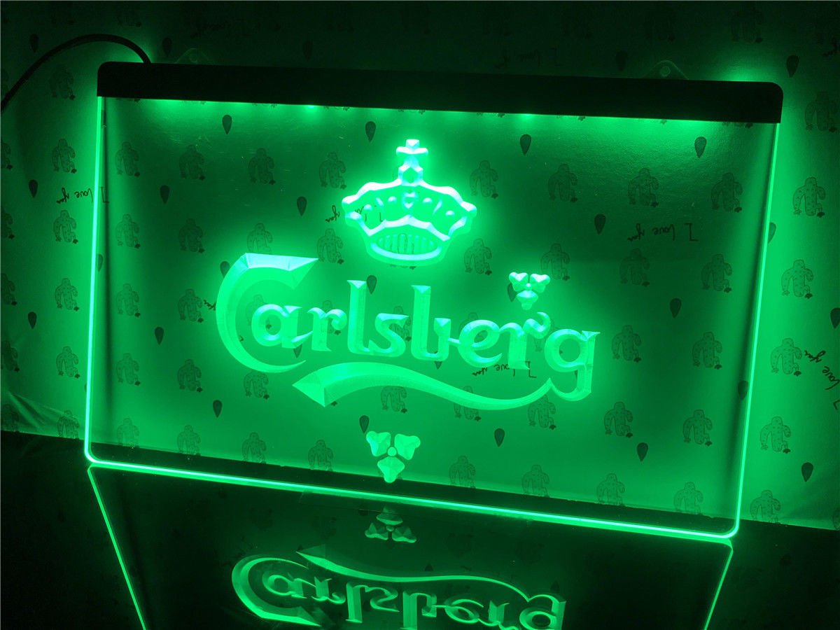 Carlsberg Beer Bar Pub Displays Ad 3D led neon Light Sign decor mancave ...