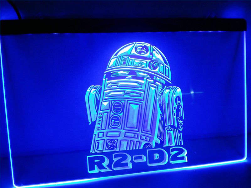 R2-D2 Star Wars Display Rare 3D LED Neon Display Sign Light Bar Pub ...