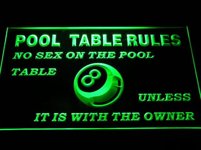 Pool Table Rules No unless with the Owner Eight 8 Ball Room 3D LED Neon ...
