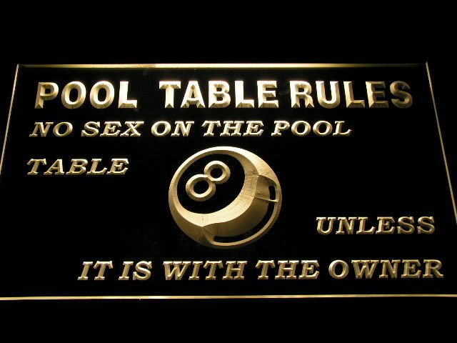 Pool Table Rules No unless with the Owner Eight 8 Ball Room 3D LED Neon ...
