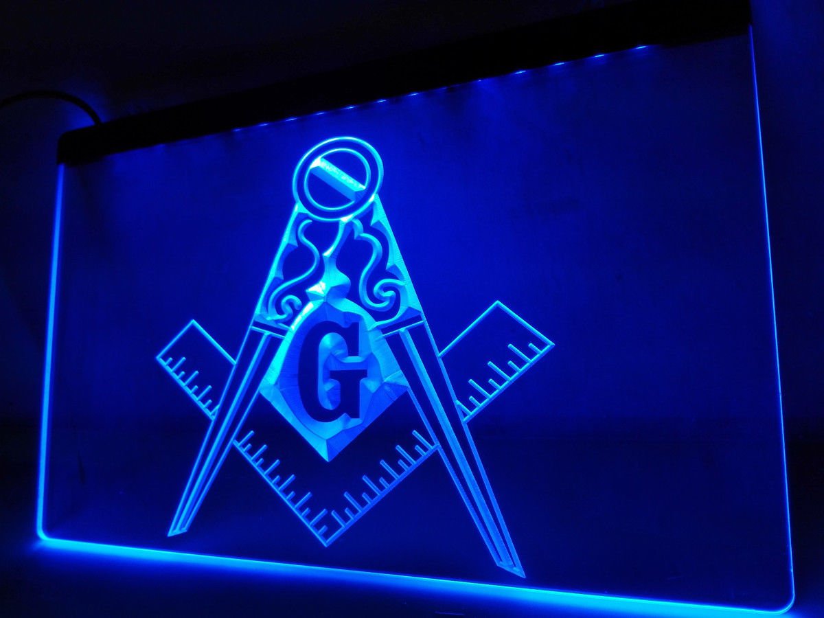 Masonic Mason Freemason Emblem 3D LED Neon Display Sign Light Bar Pub ...