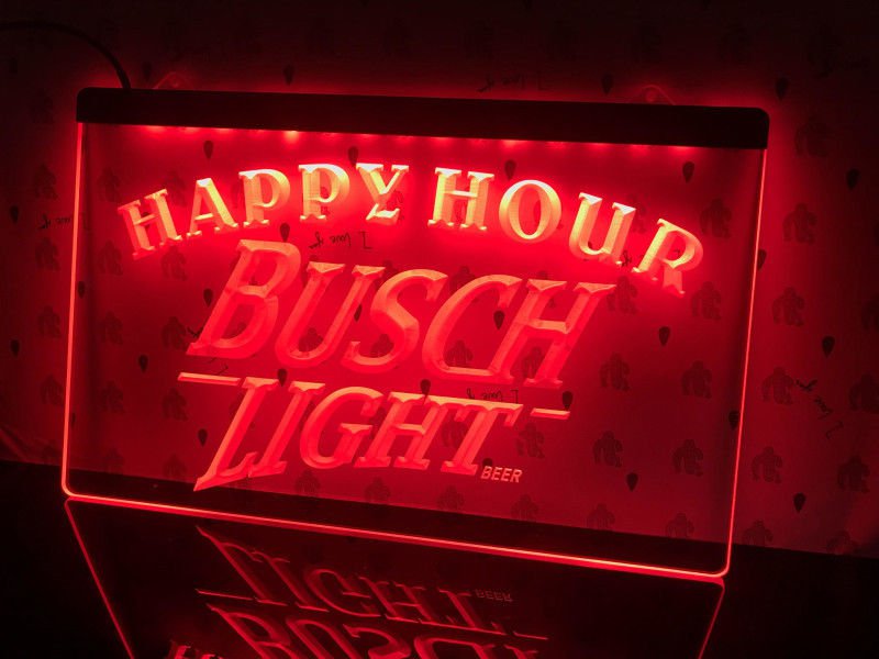 Busch Light Beer Happy Hour Bar beer club 3D led neon Light Sign ...