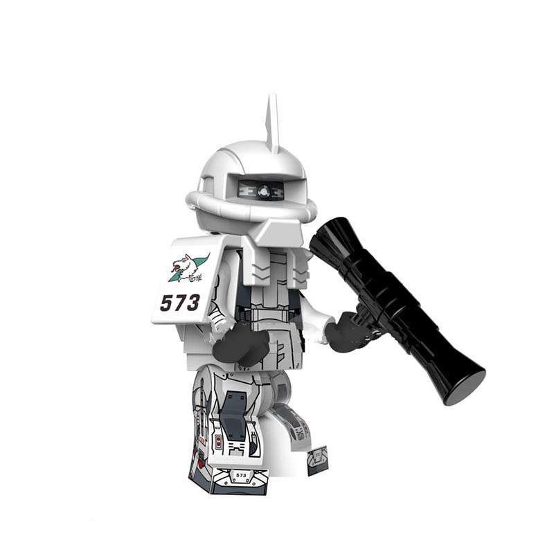 White MS-06R-1A Zaku II Mobile Suit Gundam Lego Minifigure Toy